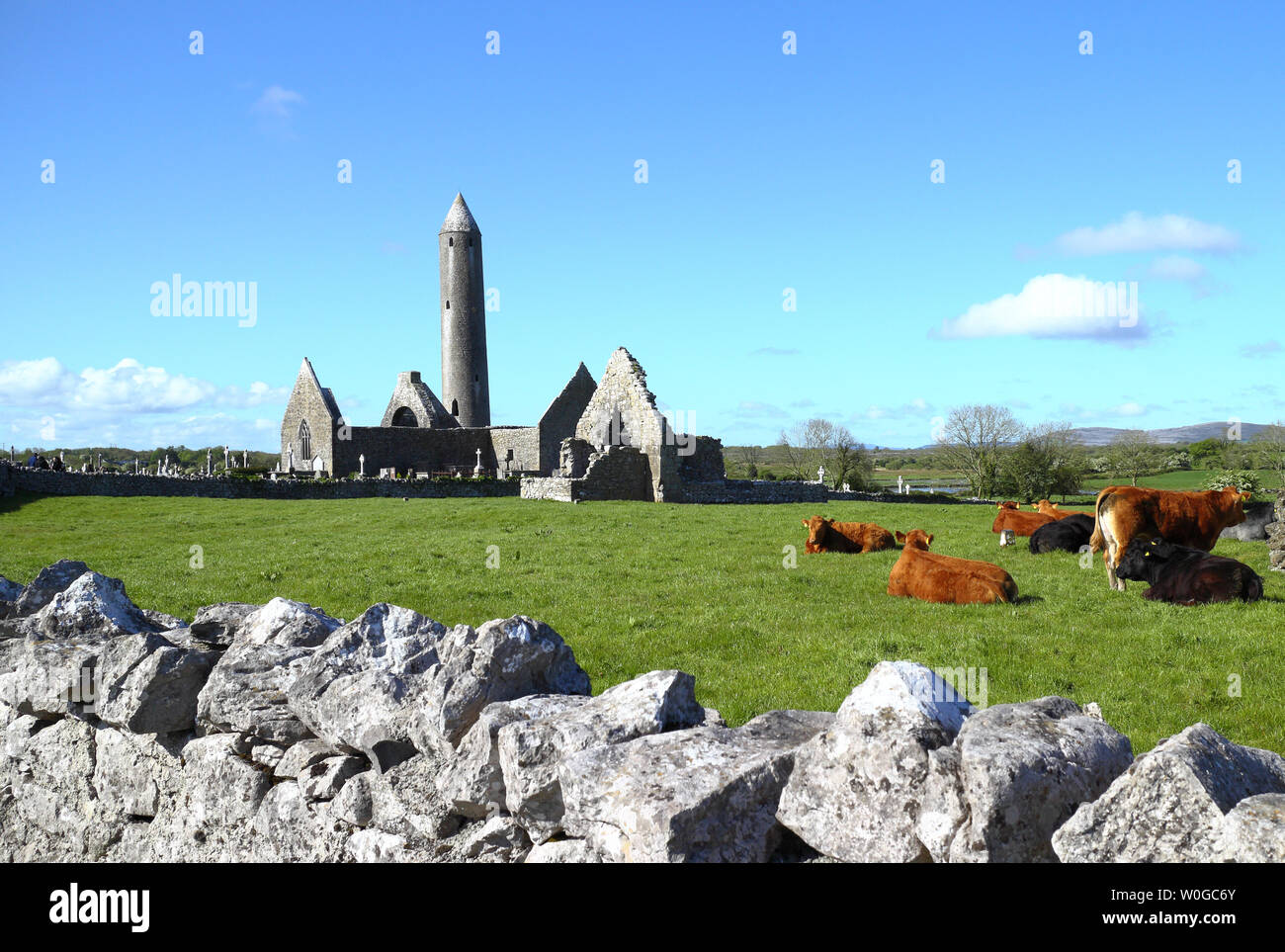 Former Irish Monastery of Kilmacduagh Stock Photo - Alamy