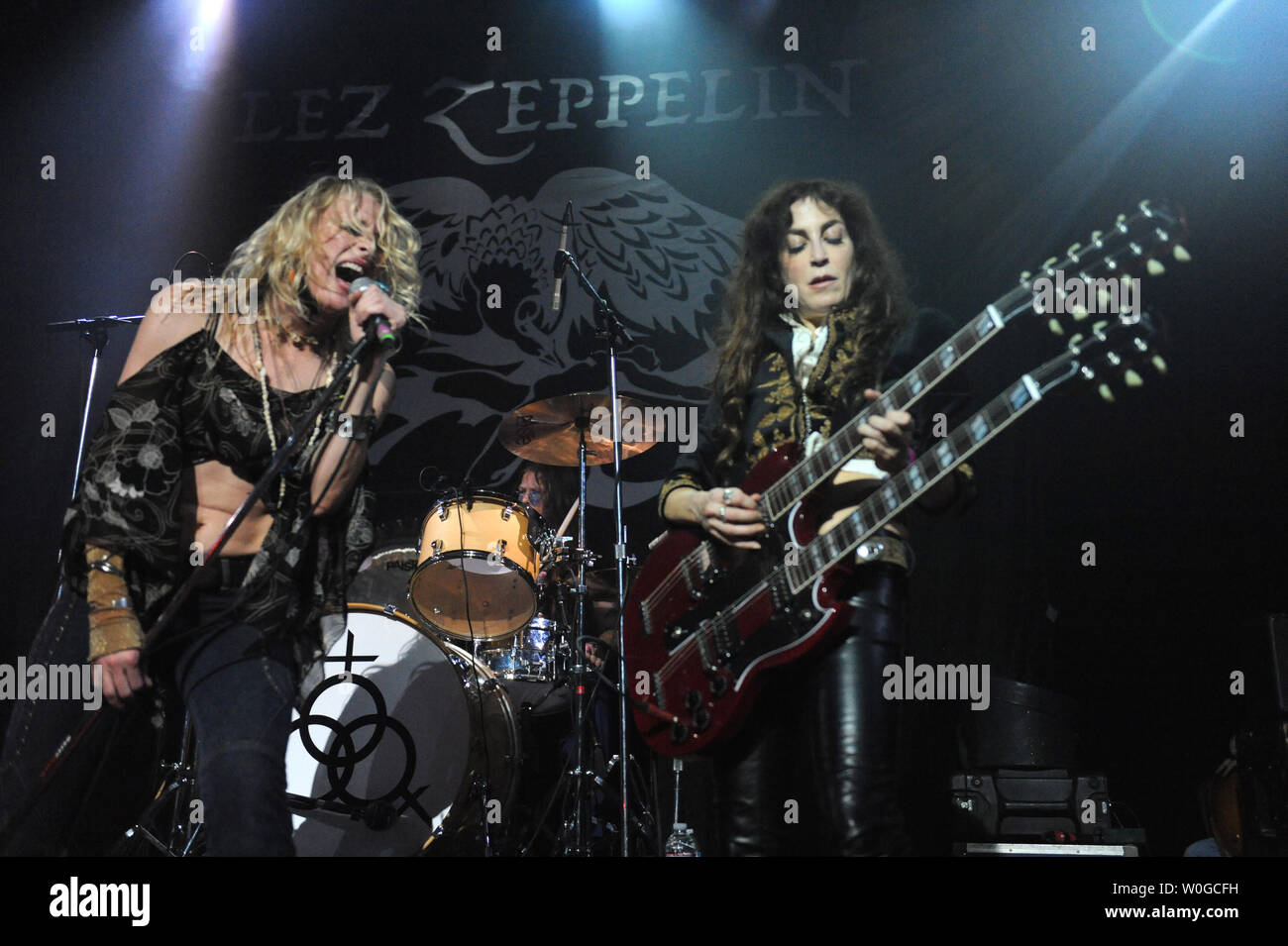 Lead singer Shannon Conley (L) and guitarist Steph Paynes of the rock ...