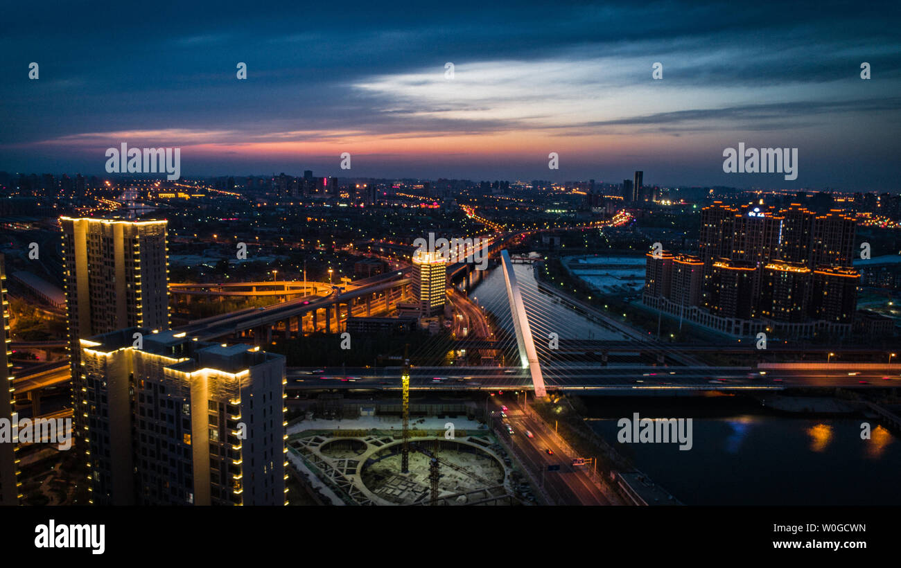 Night view of the Haihe River in Tianjin Stock Photo - Alamy