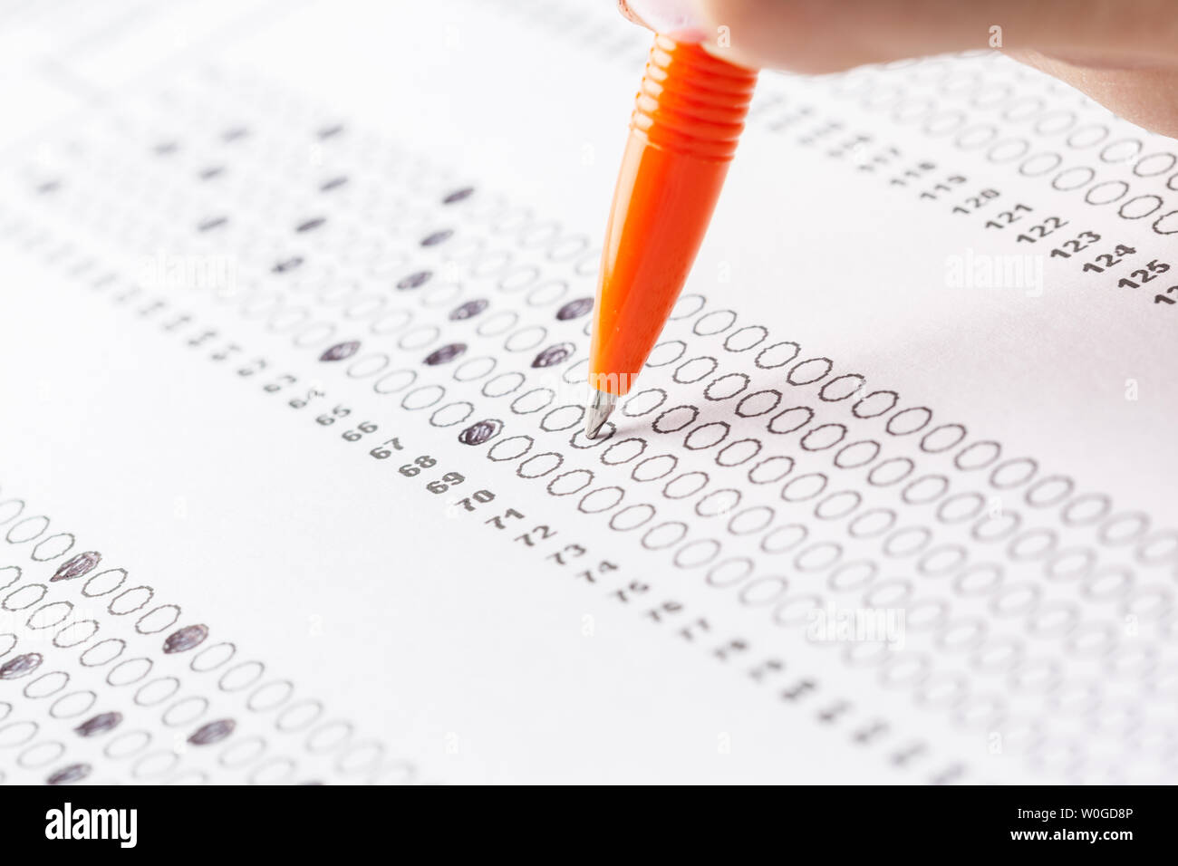 Test score sheet with answers Stock Photo - Alamy