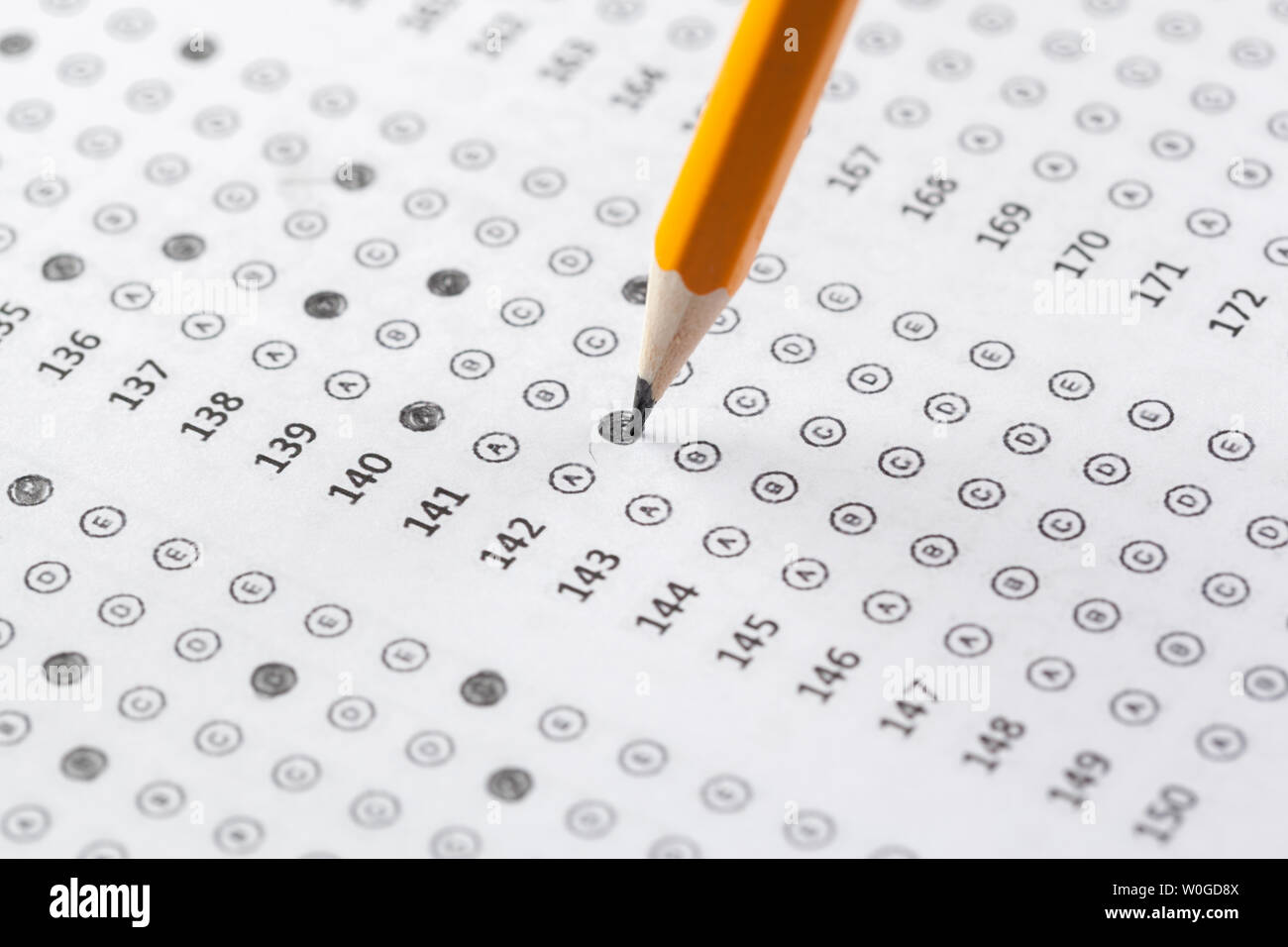 Test score sheet with answers Stock Photo - Alamy