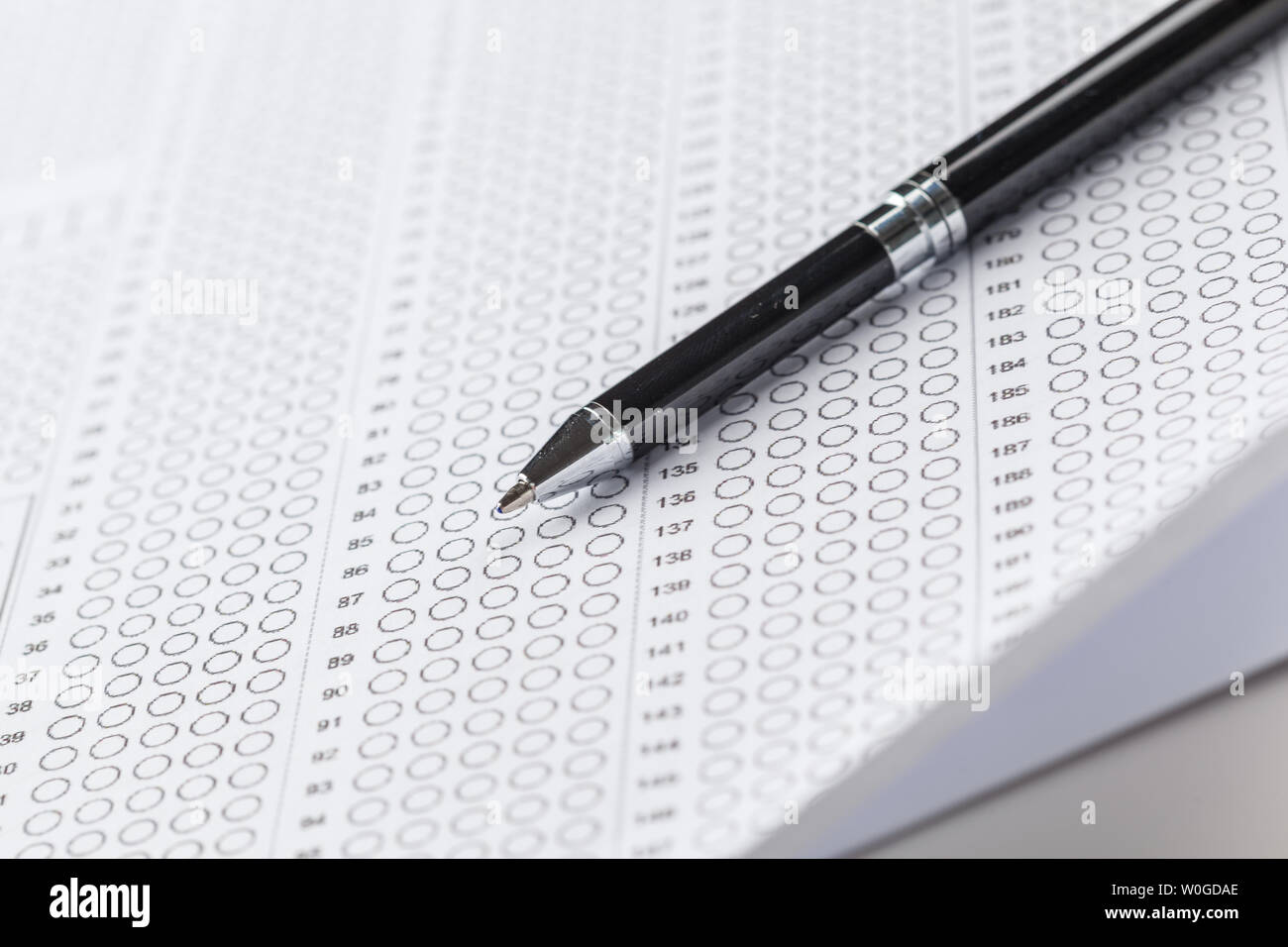 Test score sheet with answers Stock Photo - Alamy