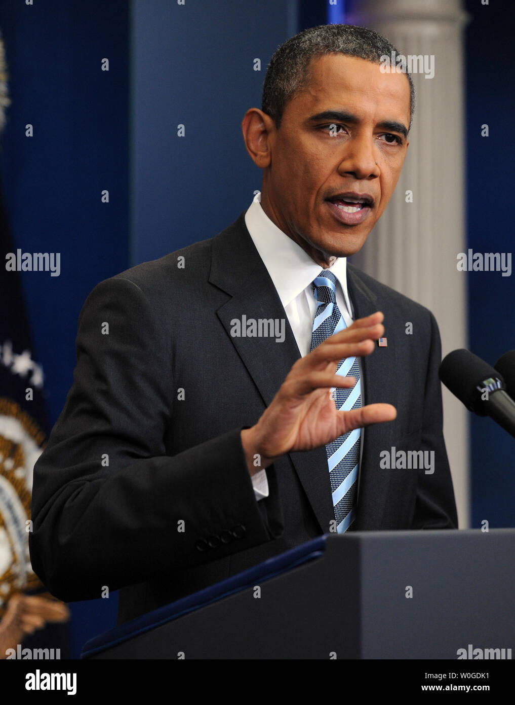 U.S. President Barack Obama speaks to the media during a news ...