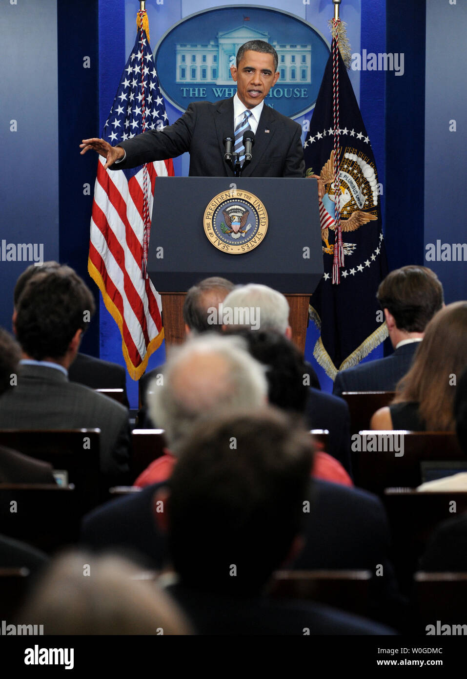 U.S. President Barack Obama speaks to the media during a news ...