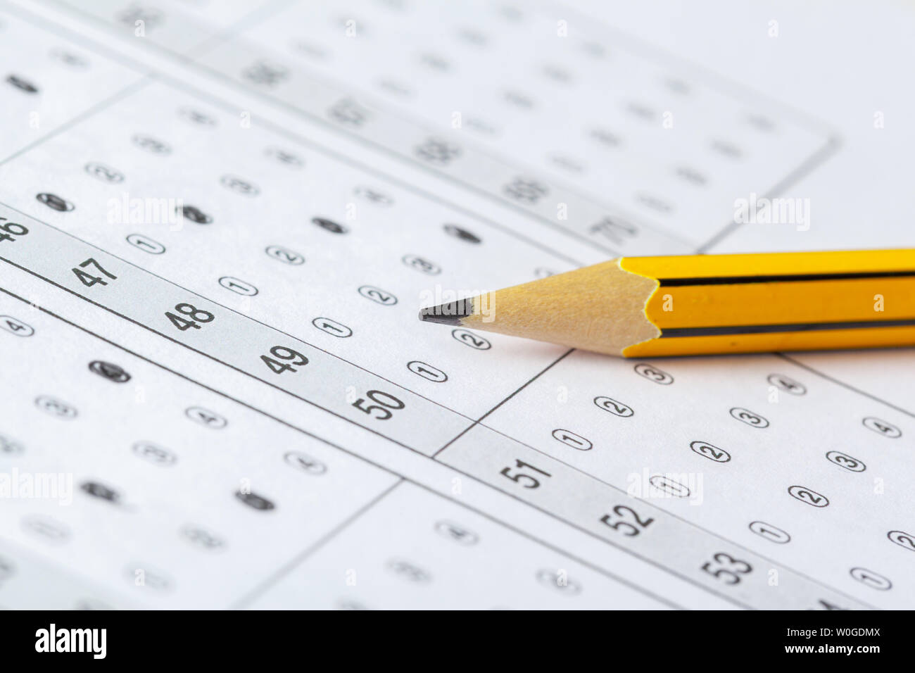 Test score sheet with answers Stock Photo - Alamy