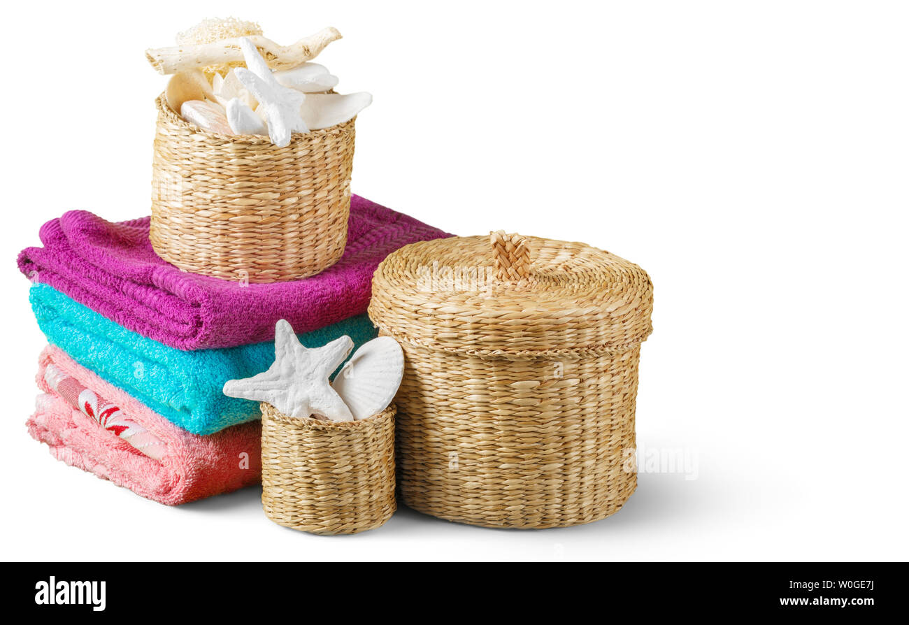 Spa bath shower items isolated on white background Stock Photo - Alamy