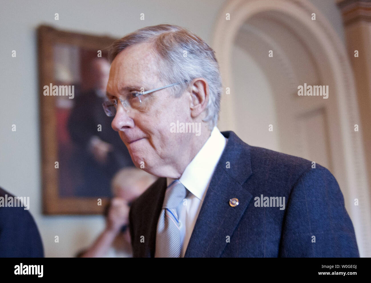 Senate Majority Leader Harry Reid (D-NV) arrives on Capitol Hill in ...