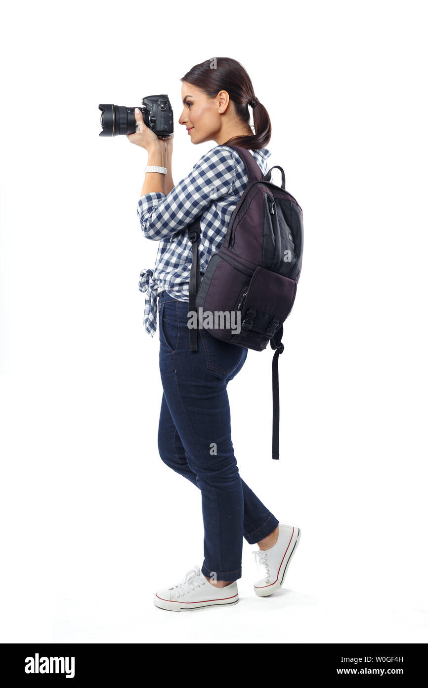 Woman photographer at work Stock Photo - Alamy