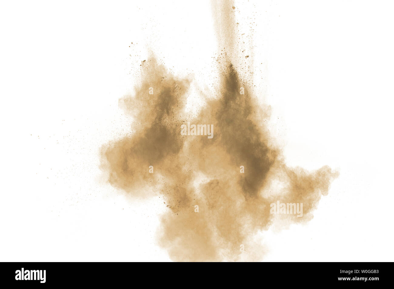 Freeze motion of brown dust explosion. Stopping the movement of brown ...