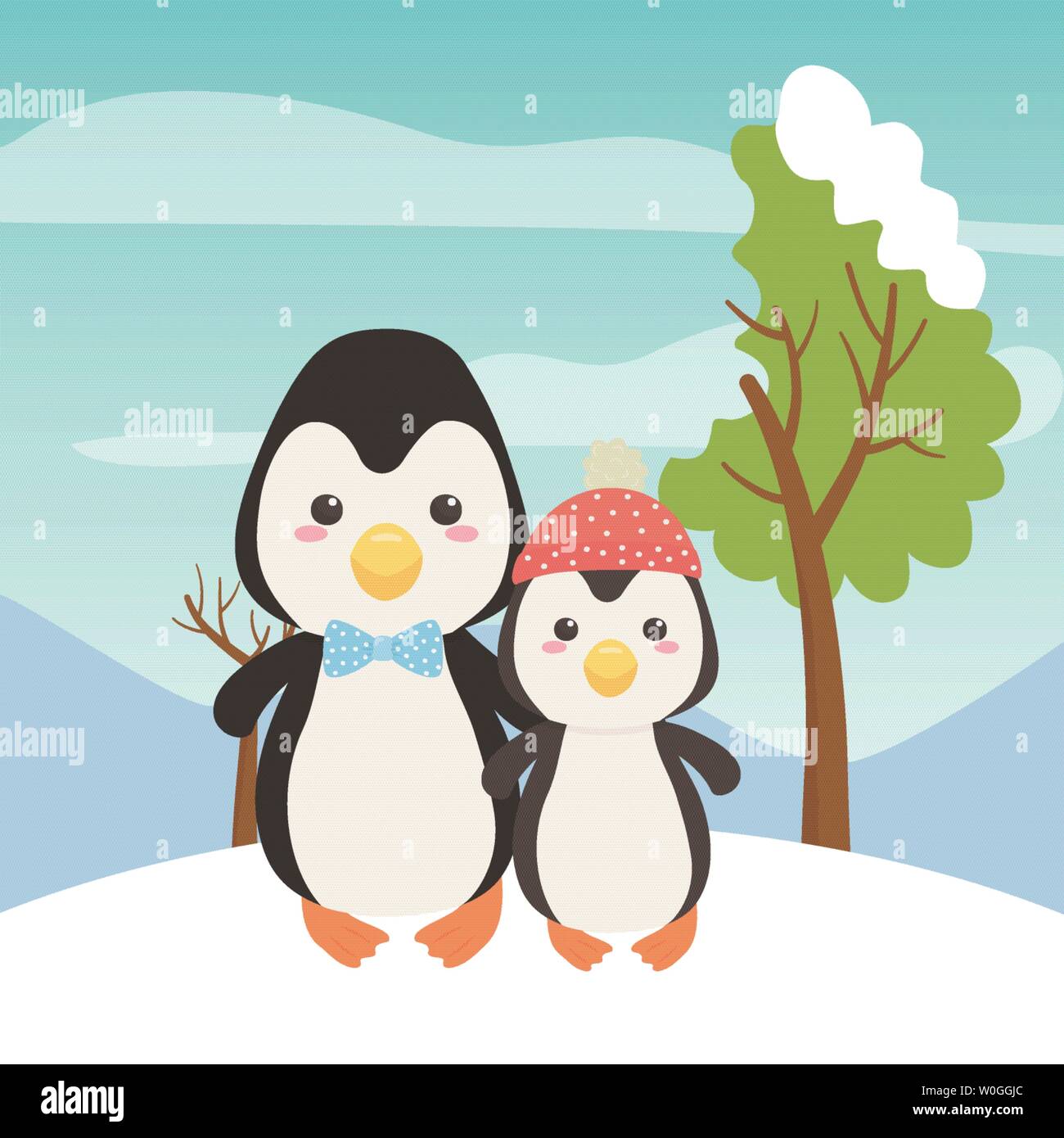 Couple of penguins design, Animal cute zoo life nature and fauna theme ...