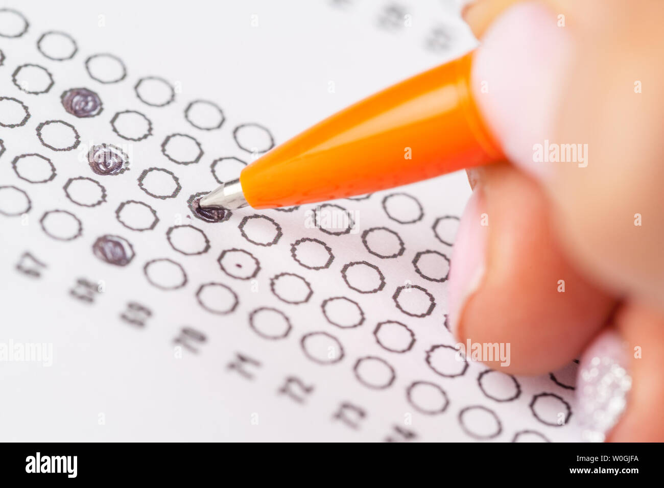 Test score sheet with answers Stock Photo - Alamy