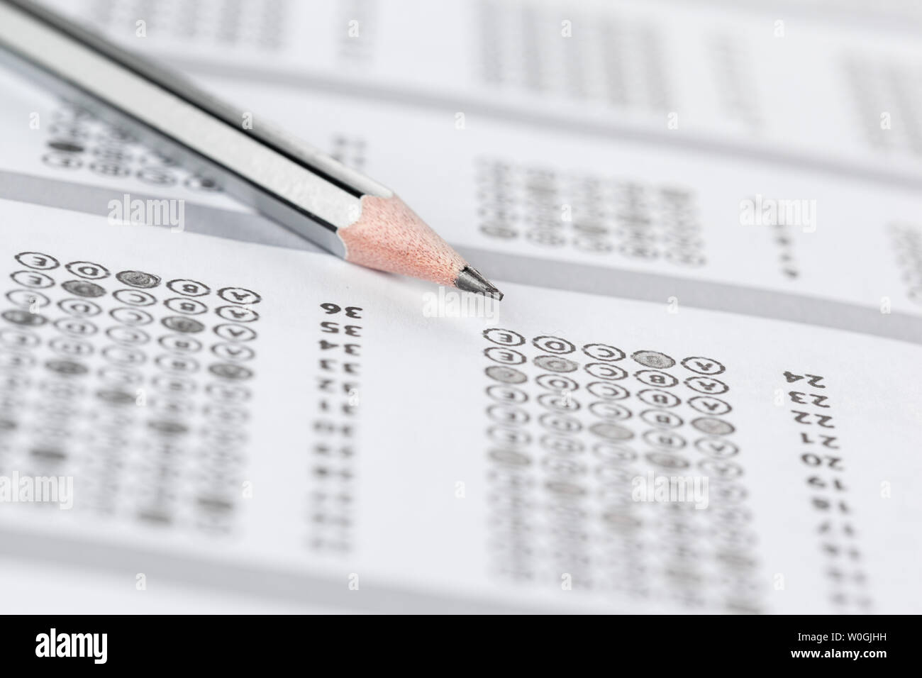 Test score sheet with answers Stock Photo - Alamy