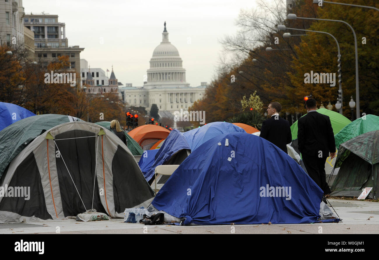 Occupy DC demonstrators maintain camp in Freedom Plaza in Washington on ...