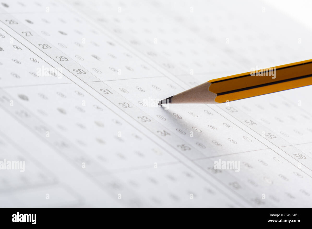 Test score sheet with answers Stock Photo - Alamy