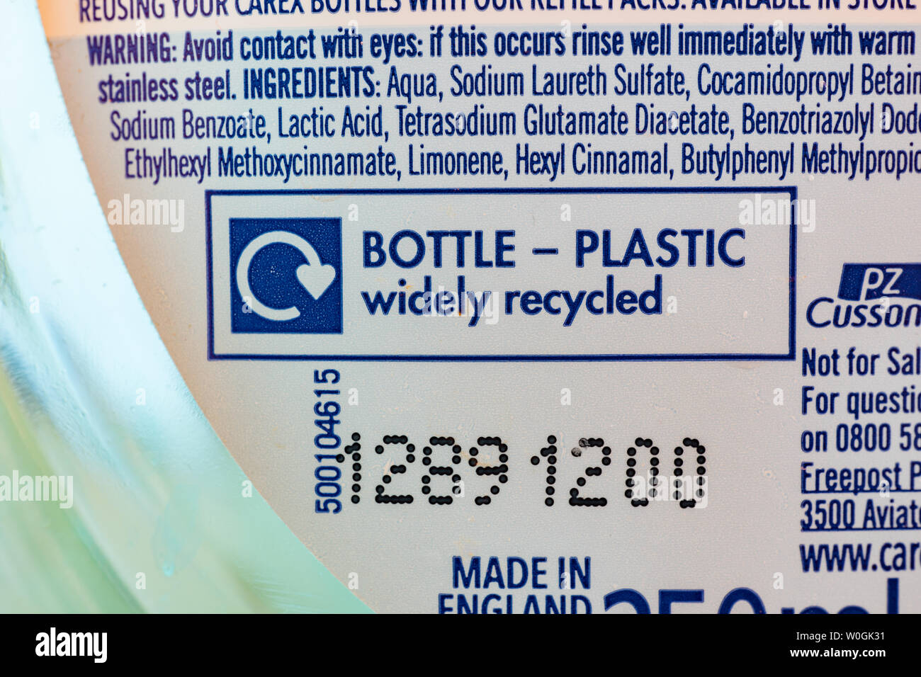 Recycling Information On Food Packaging High Resolution Stock ...