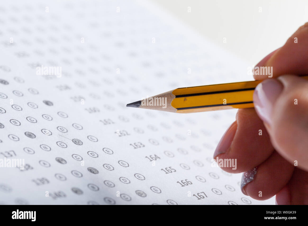 Test score sheet with answers Stock Photo - Alamy