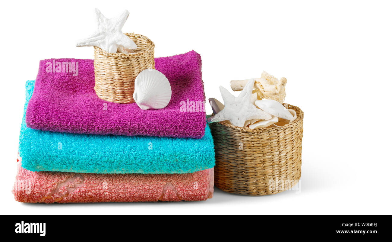 Spa bath shower items isolated on white background Stock Photo - Alamy
