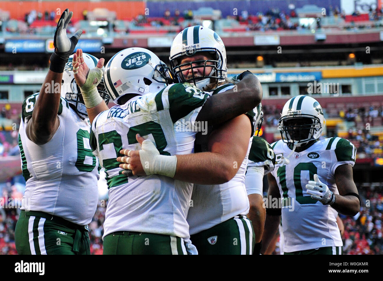 New York Jets running back Shonn Grenn (23) celebrates with teammates ...