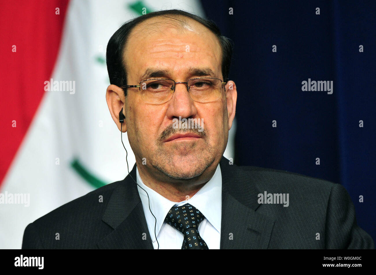 Iraqi Prime Minister Nouri Al Maliki Speaks During A Joint Press