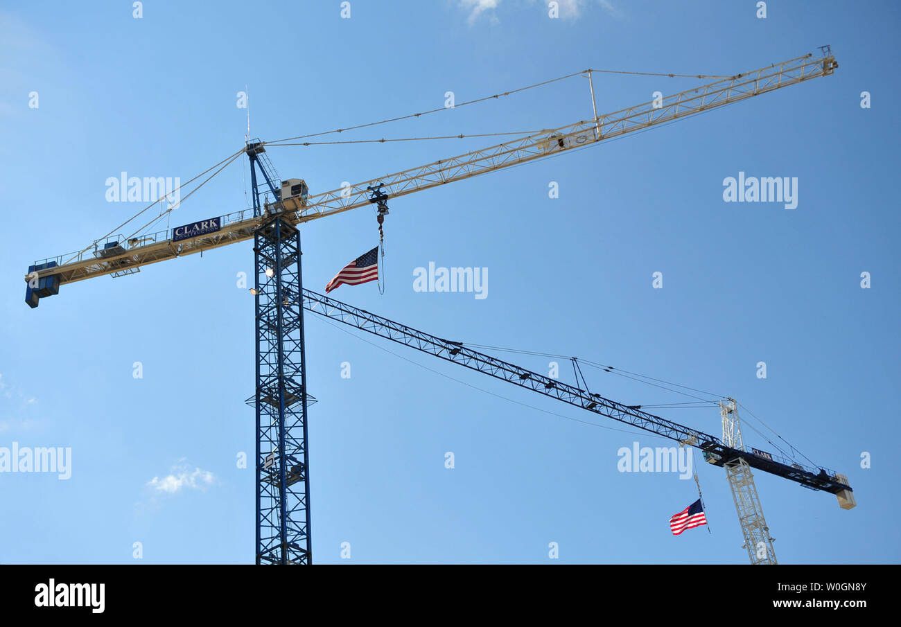 Construction cranes are seen in downtown Washington, D.C. on March 4 ...