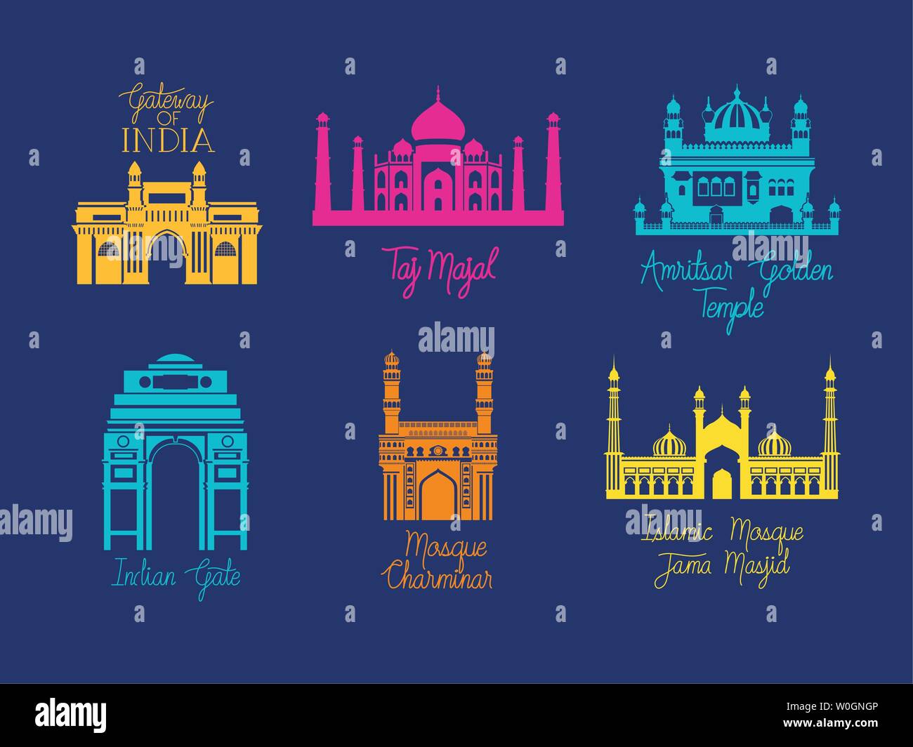 indian set temples architecture icons Stock Vector Image & Art - Alamy