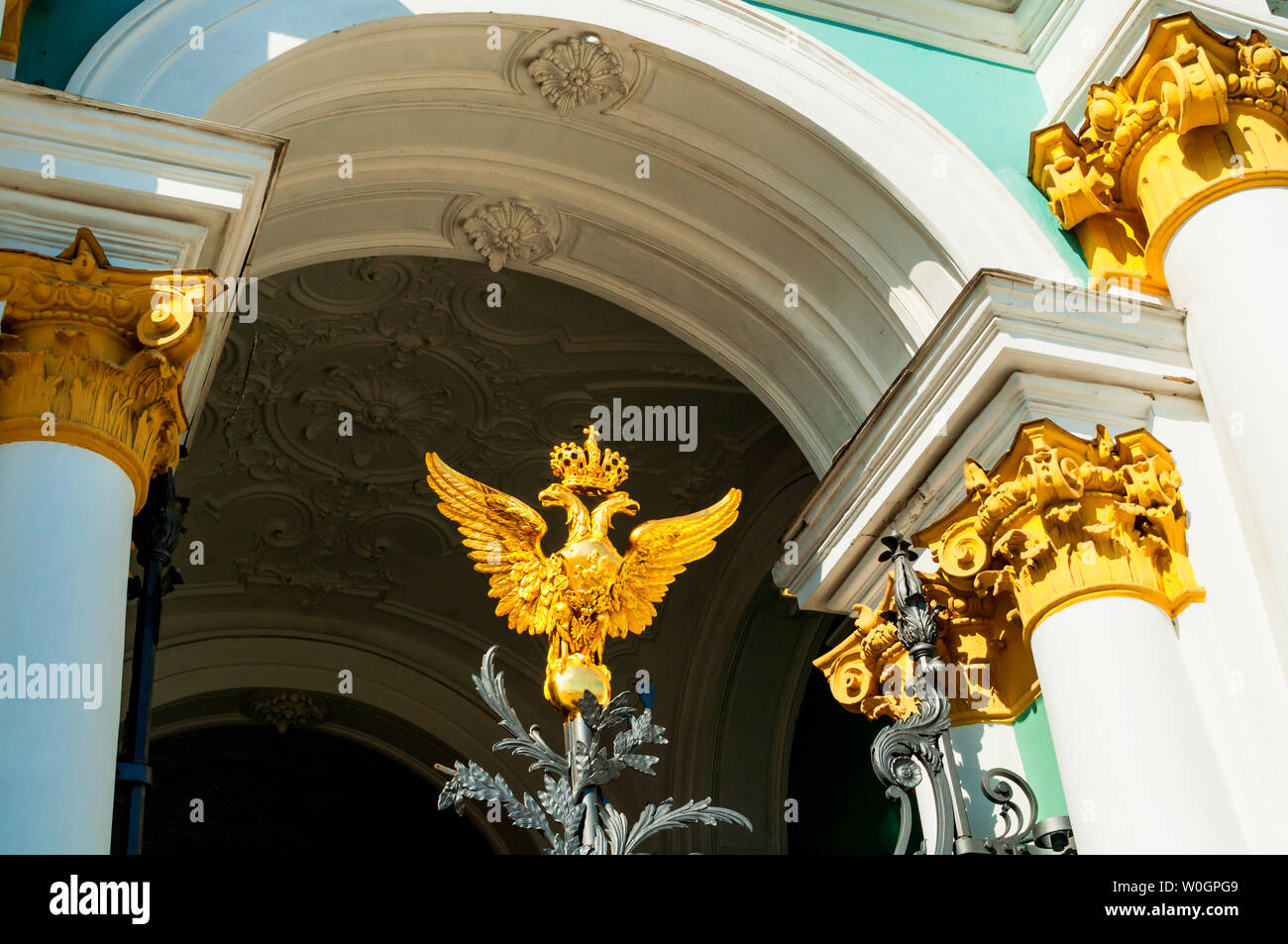 Saint Petersburg, Russia - April, 2019. Winter palace - decorated gates ...