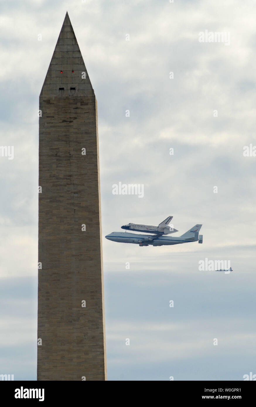 The Space Shuttle Discovery atop the NASA Shuttle Carrier Aircraft, a ...