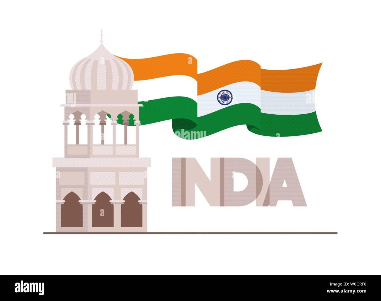 indian mosque temple with flag Stock Vector Image & Art - Alamy
