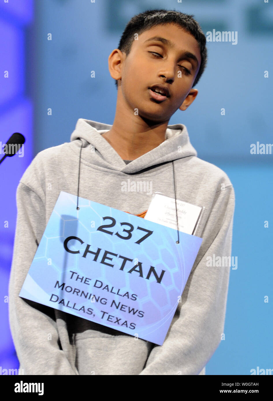 Chetan Reddy, of Plano, Texas, reacts in disbelief after correctly ...