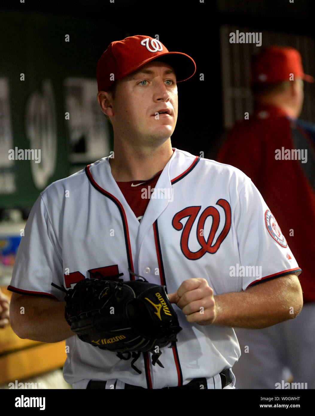 Washington Nationals pitcher Ryan Zimmerman is seen in the dugout prior ...