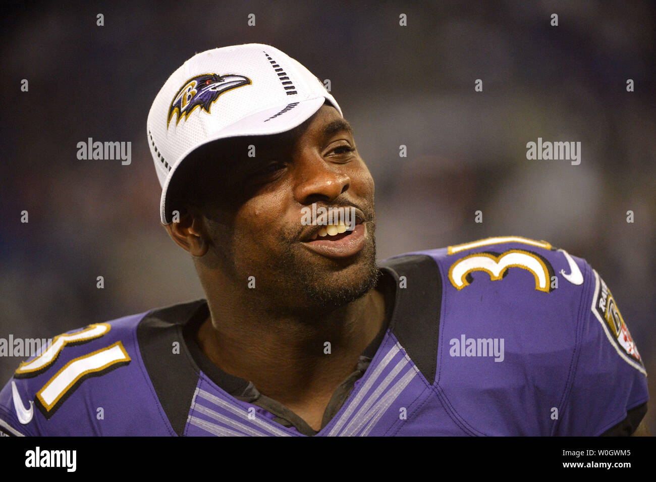 Baltimore Ravens safety Bernard Pollard is seen on the sidelines as the ...
