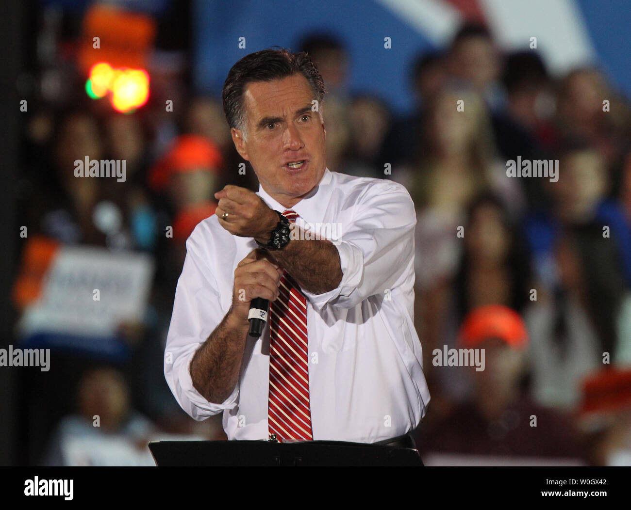 Republican presidential nominee Mitt Romney speaks at a campaign event ...
