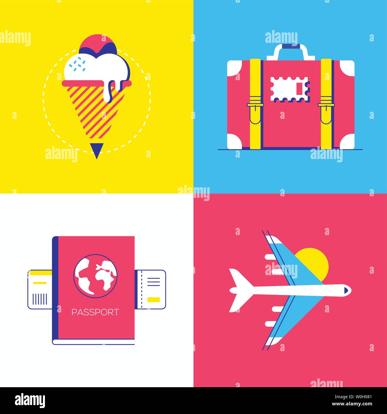 Summer vacation - colorful flat design style elements Stock Vector ...