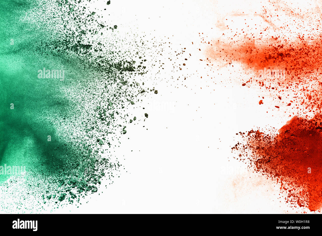 Multi color powder explosion on white background Stock Photo - Alamy