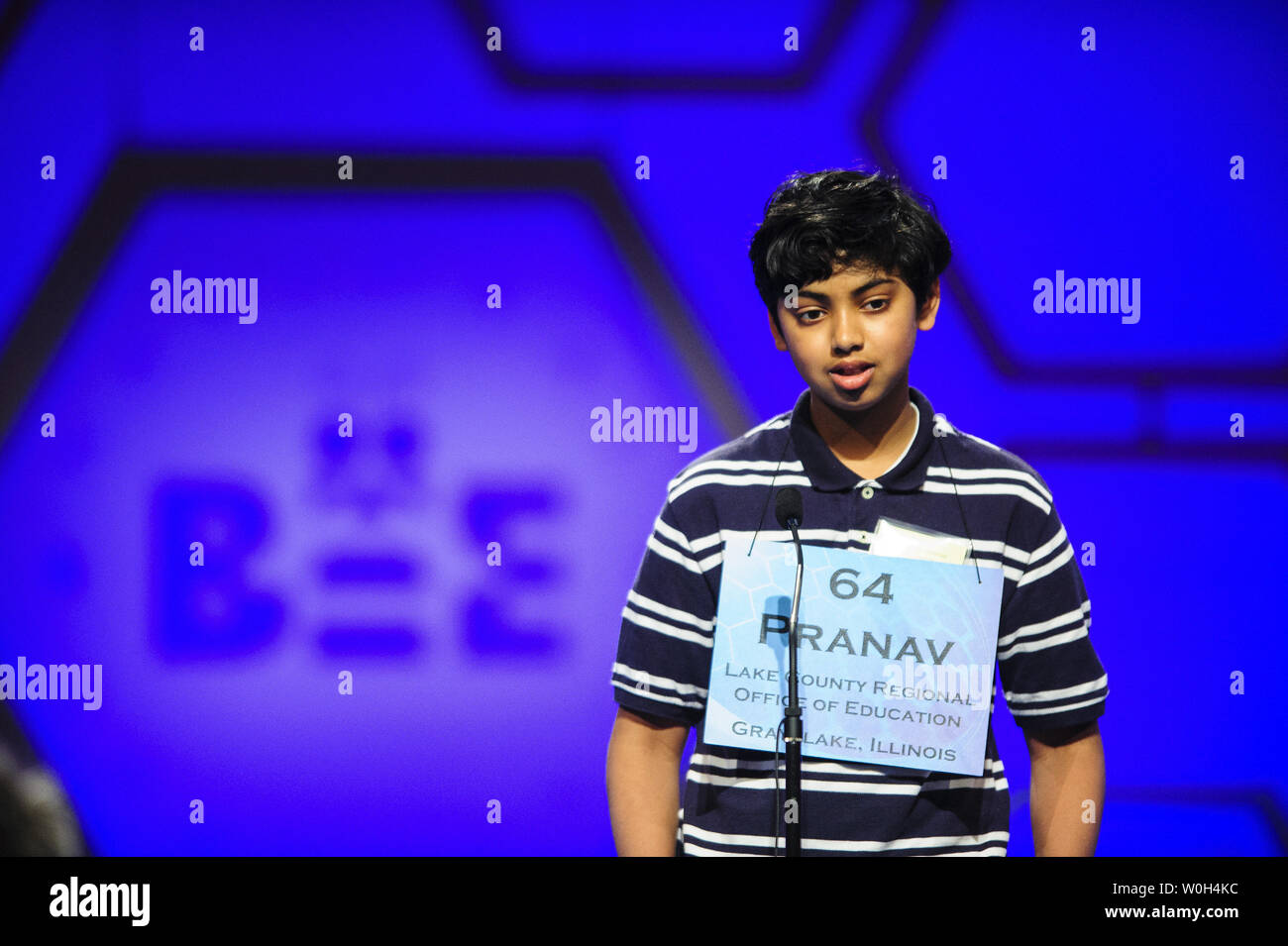 Pranav Sivakumar, 13, Tower Lakes, Illinois participates in the ...