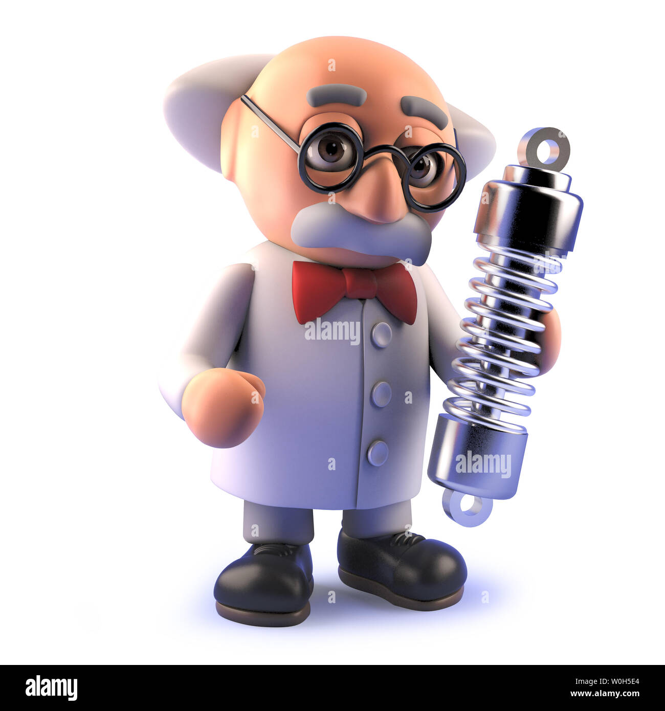 Rendered image of a cartoon mad scientist in 3d holding a vehicle ...