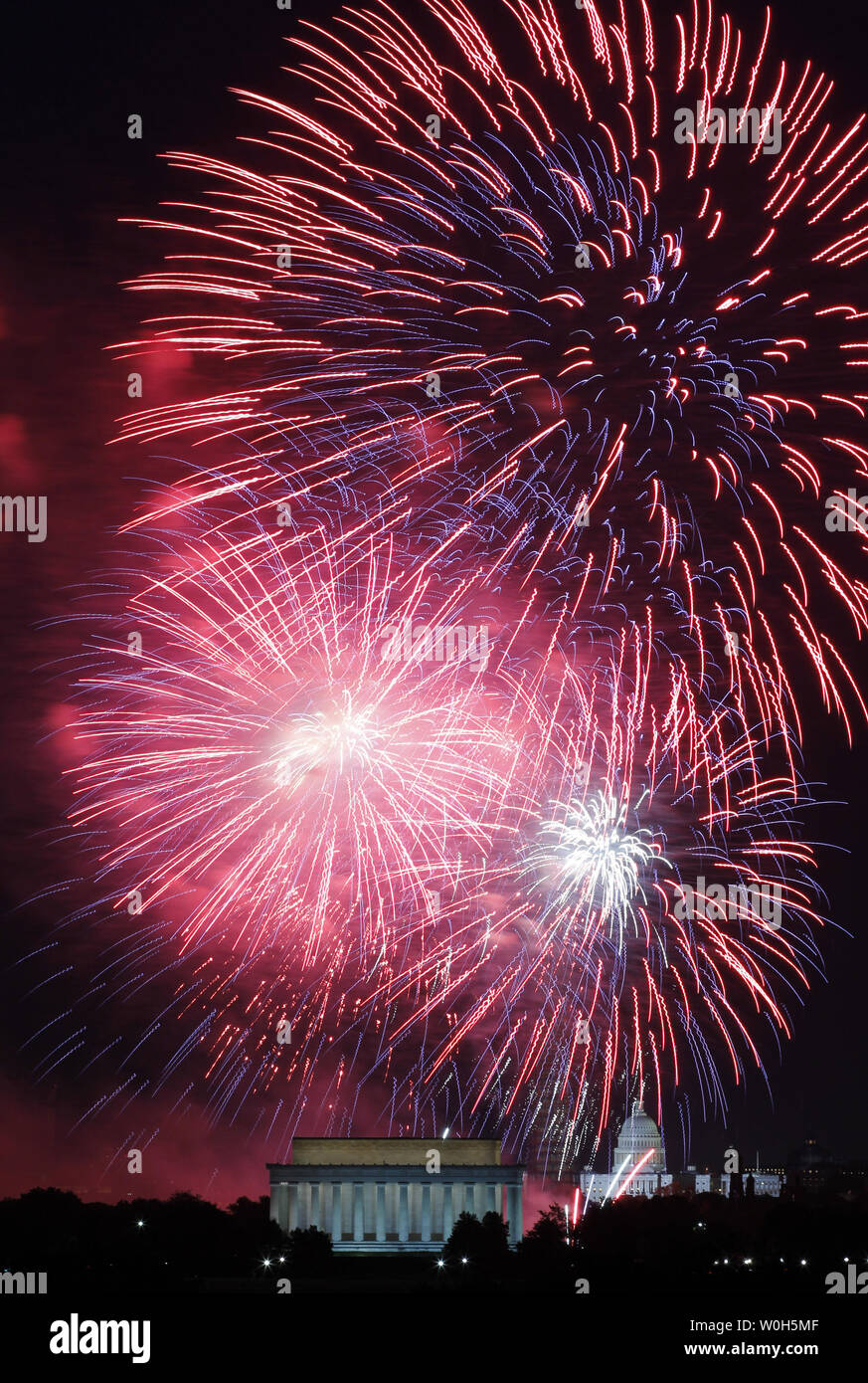 The annual Independence Day firework display lights up the sky over the ...