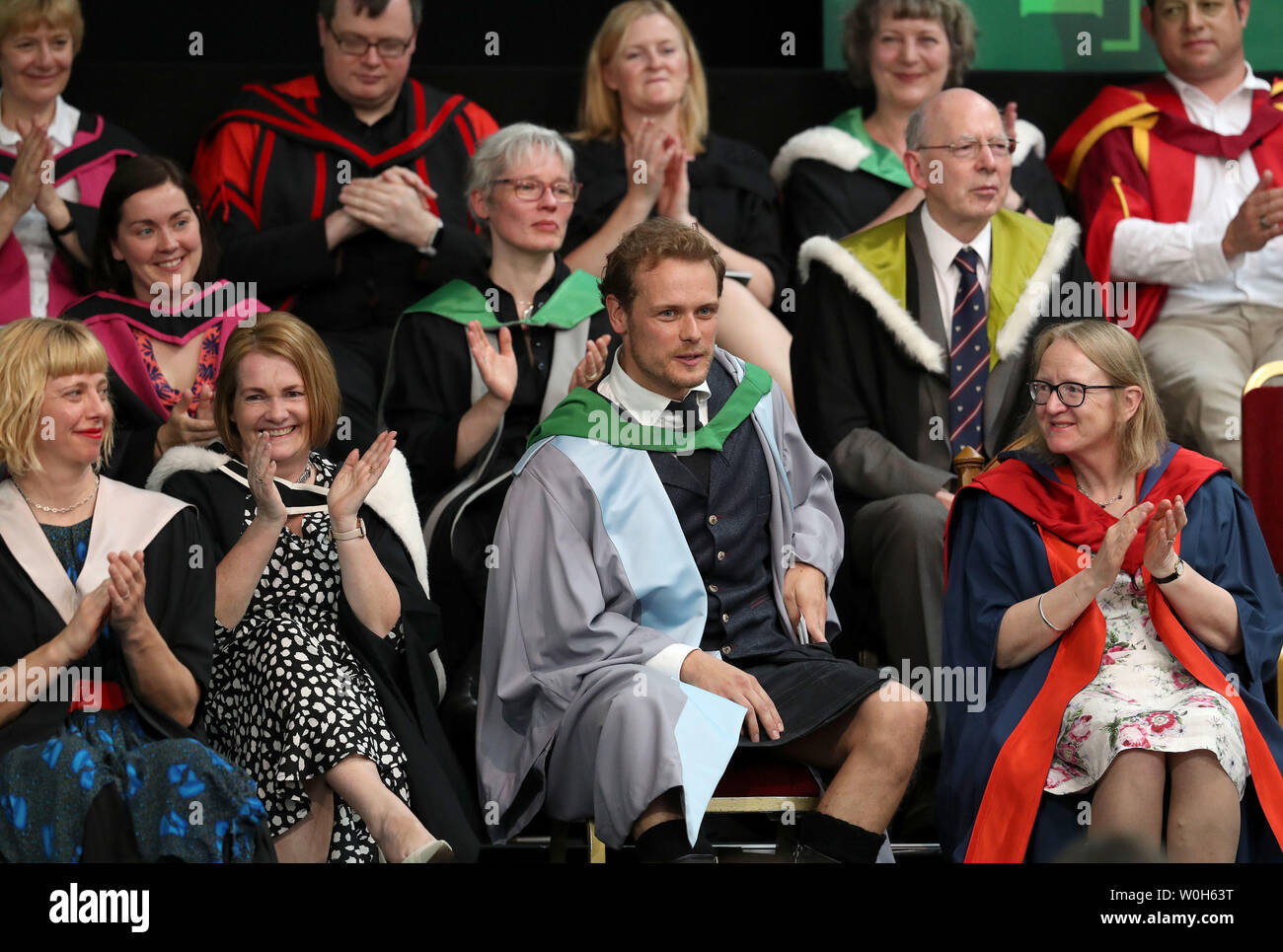 Outlander actor Sam Heughan after making a speech after receiving his ...