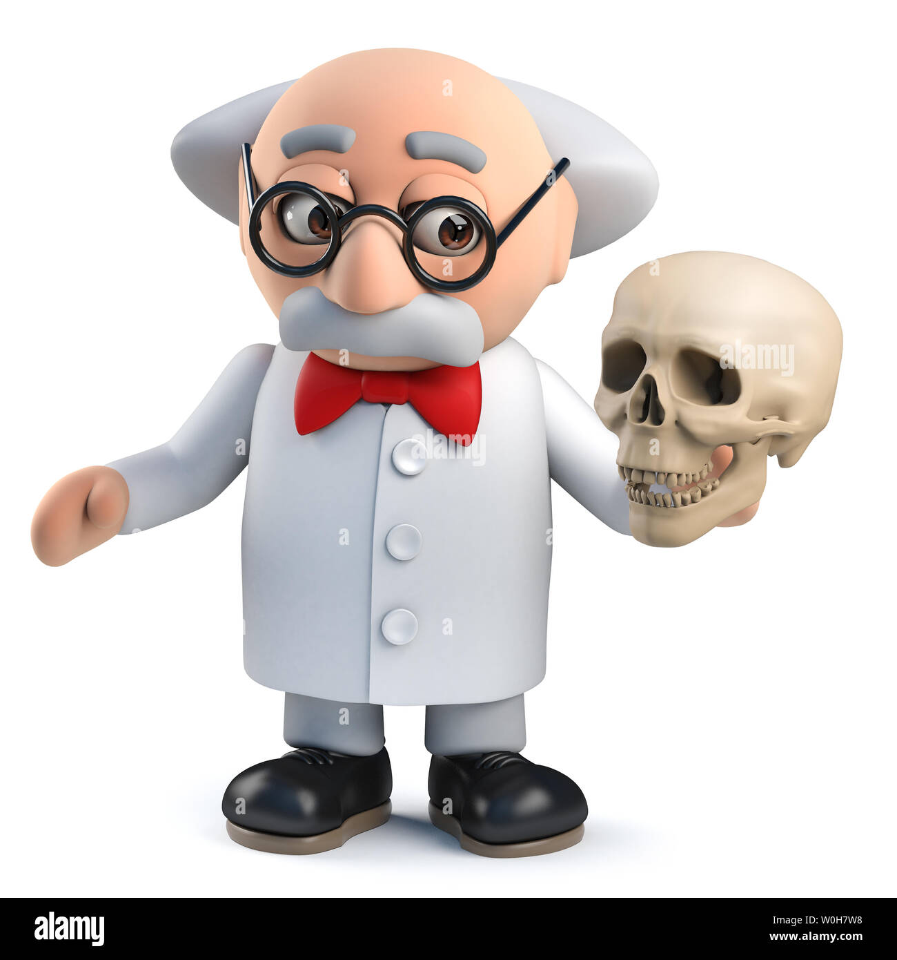 3d render of a crazy mad scientist holding a human skull in 3d Stock ...