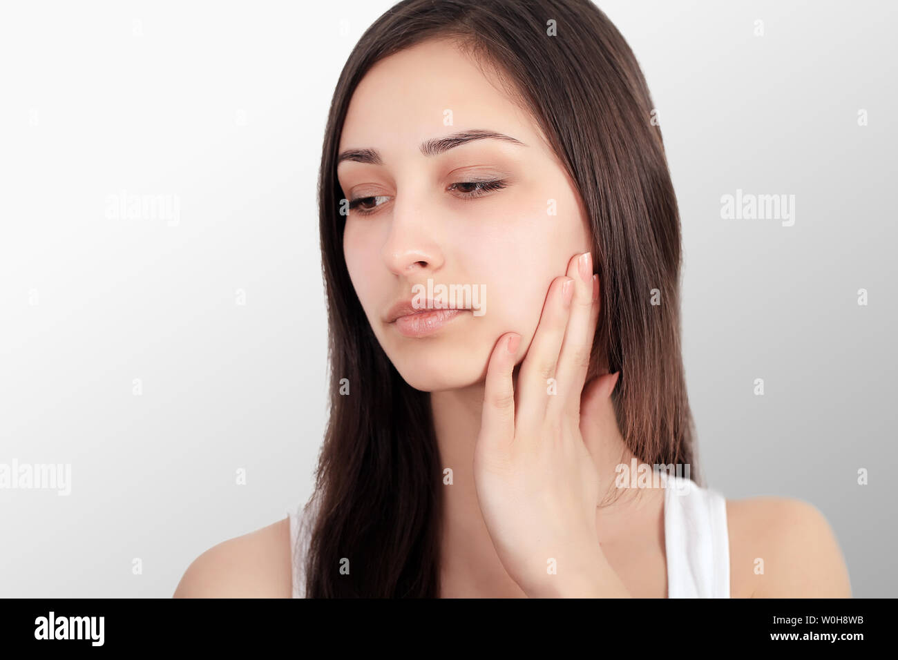 Teeth Problem. Woman Feeling Tooth Pain. Closeup Of Beautiful Sad Girl ...