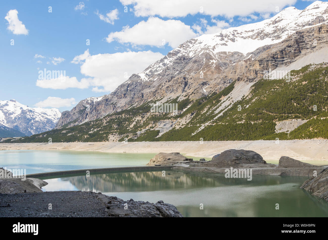 Alpine landscape with artificial lake, italy Stock Photo - Alamy