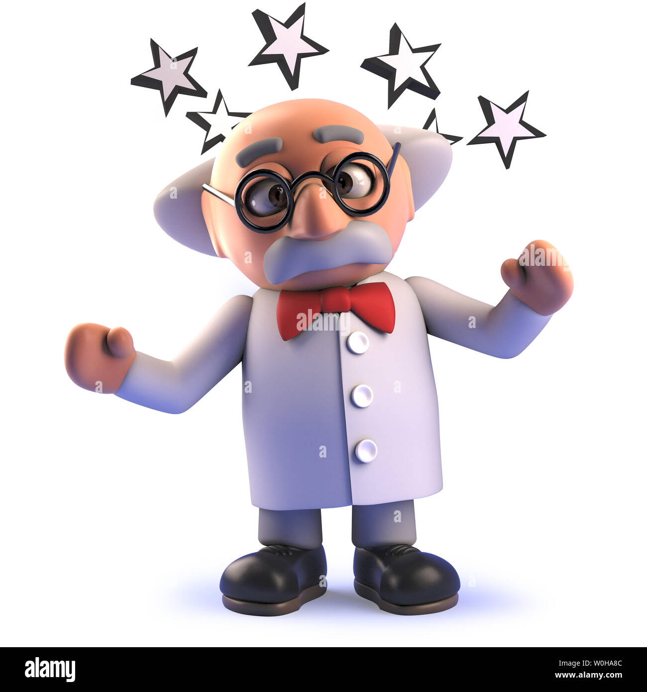 Rendered image in 3d of a stunned 3d cartoon mad scientist character ...