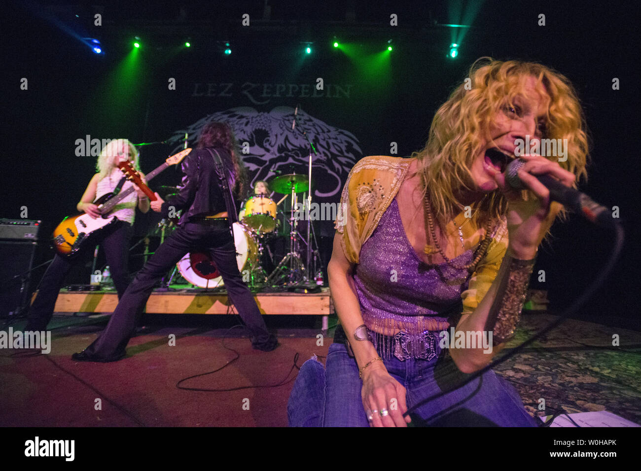Lead singer Shannon Conley of Lez Zeppelin belts out a song at the ...