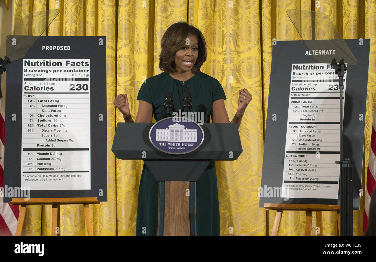 U.S. first lady Michelle Obama announces proposed changes to the ...