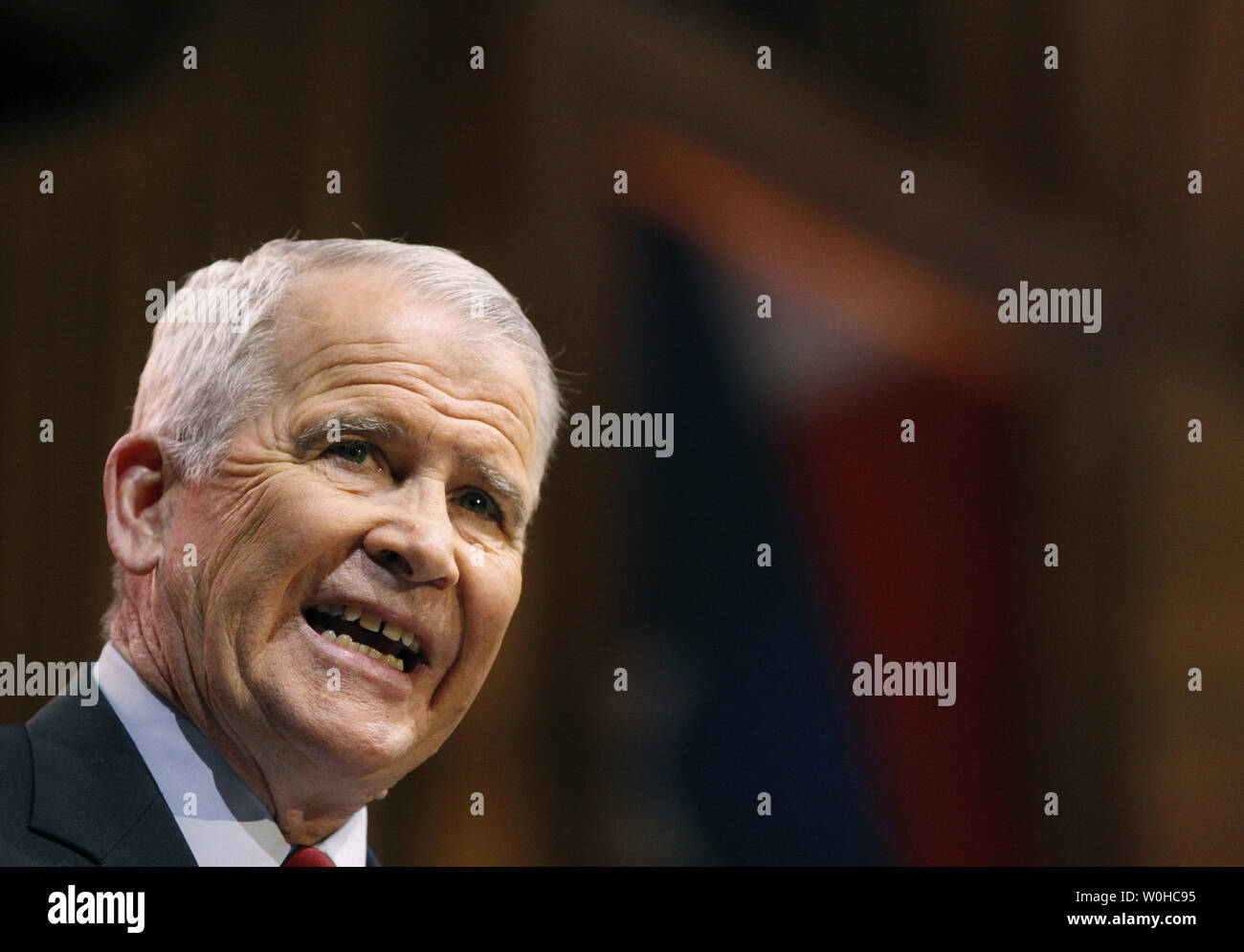 Lieutenant Colonel Oliver North, USMC (Ret.) delivers remarks during ...