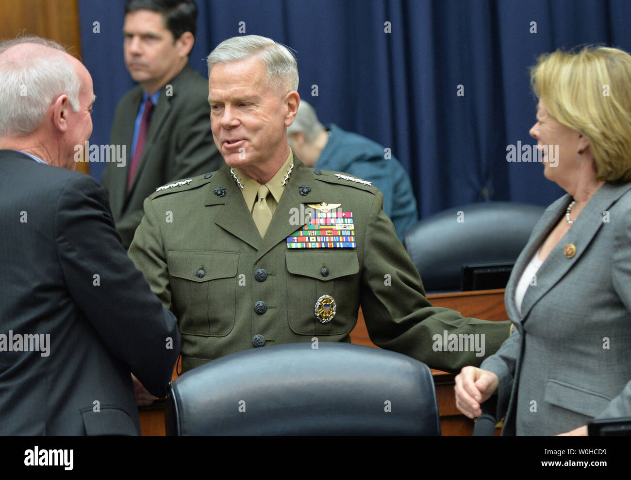 Marine Corps Commandant Gen. James Amos greets Rep Adam Smith arrives ...
