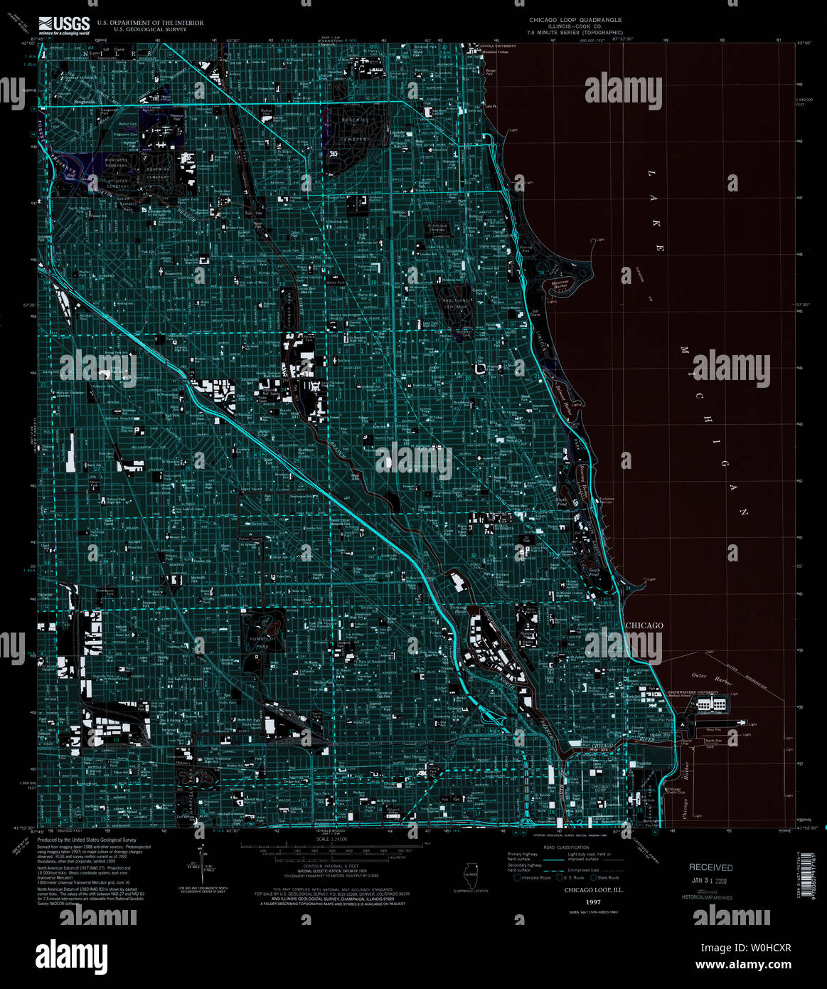 Map of chicago loop hi-res stock photography and images - Alamy