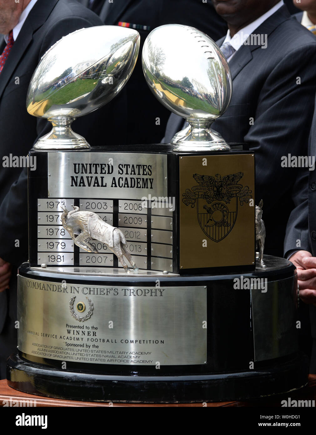 The Commander-In-Chief Trophy is shown before President Barack Obama ...