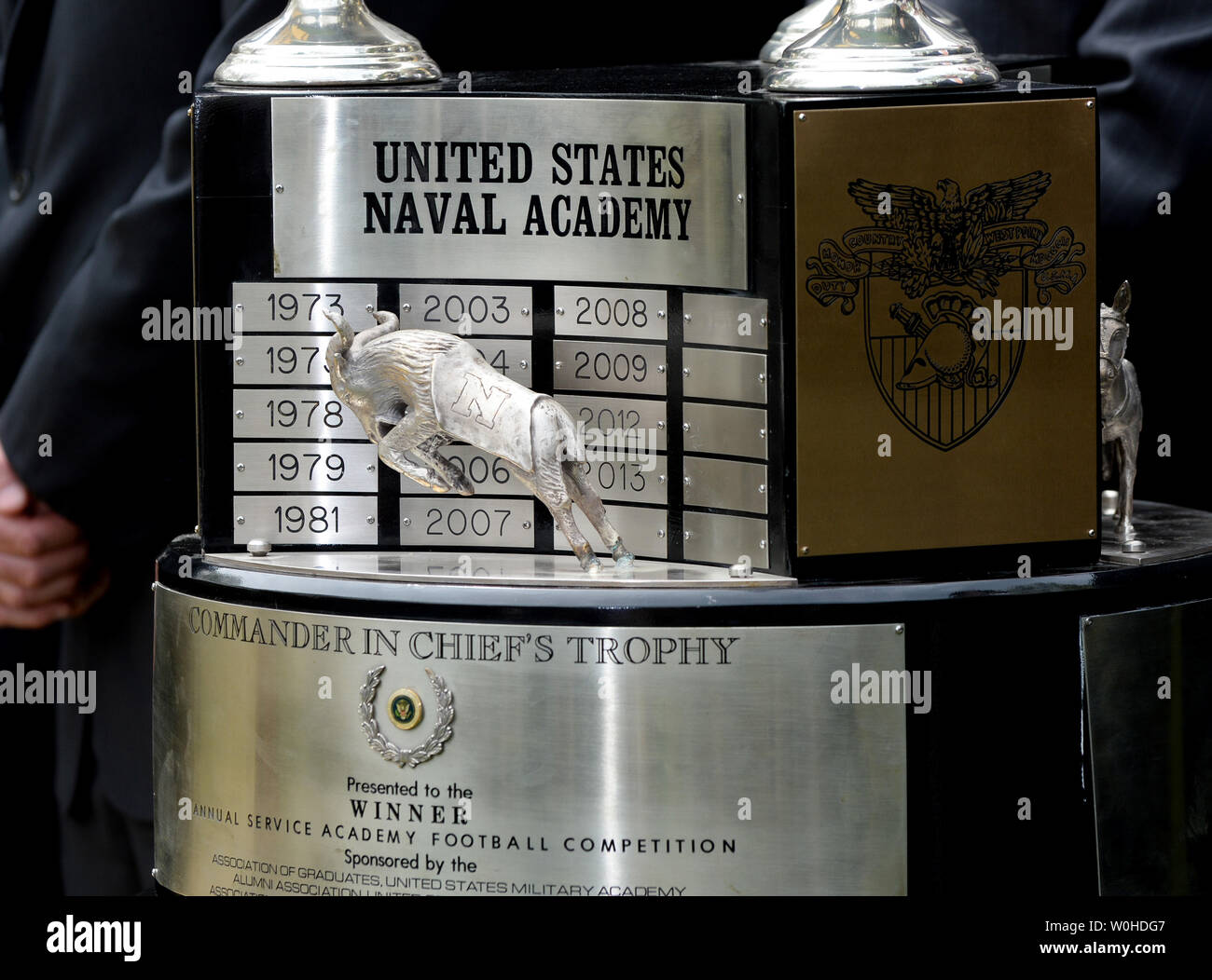 The Commander-In-Chief Trophy is shown before President Barack Obama ...