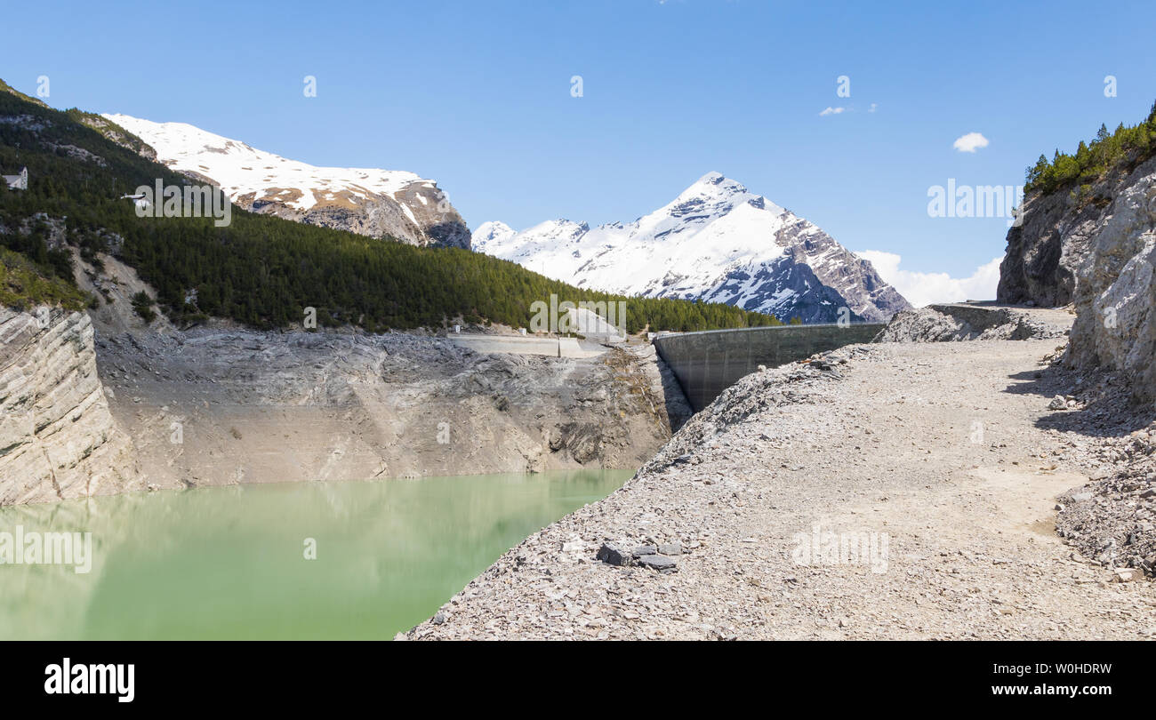 Alpine landscape with artificial lake, italy Stock Photo - Alamy